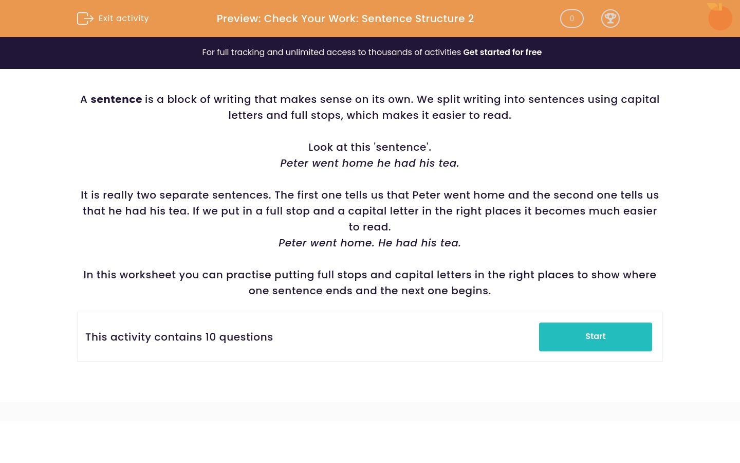Check Sentence Structure Worksheet - EdPlace