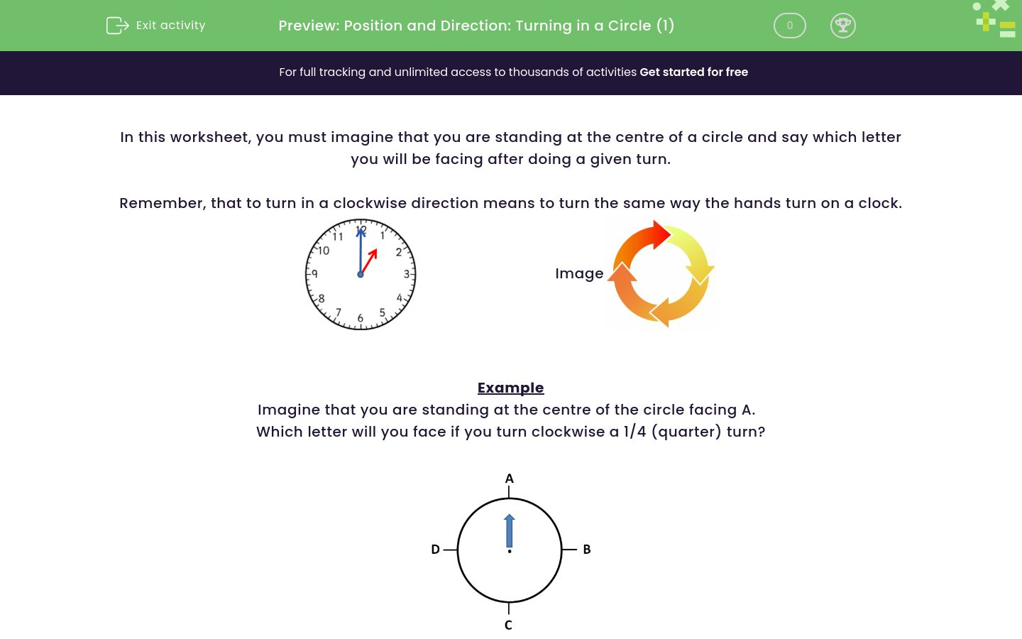 Make Turns in a Clockwise Direction Worksheet - EdPlace
