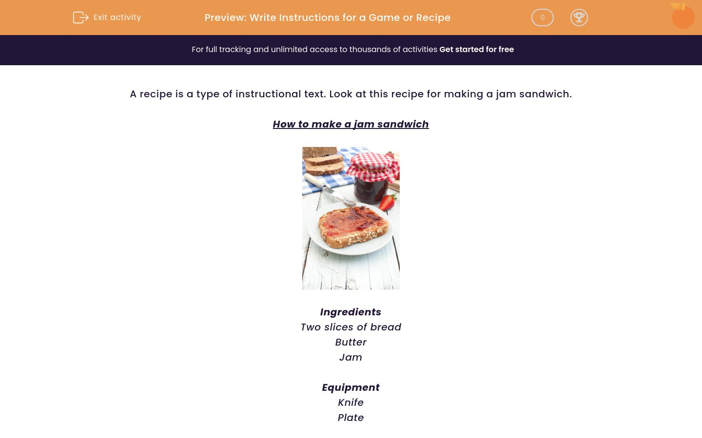 Write Instructions for a Game or Recipe Worksheet - EdPlace