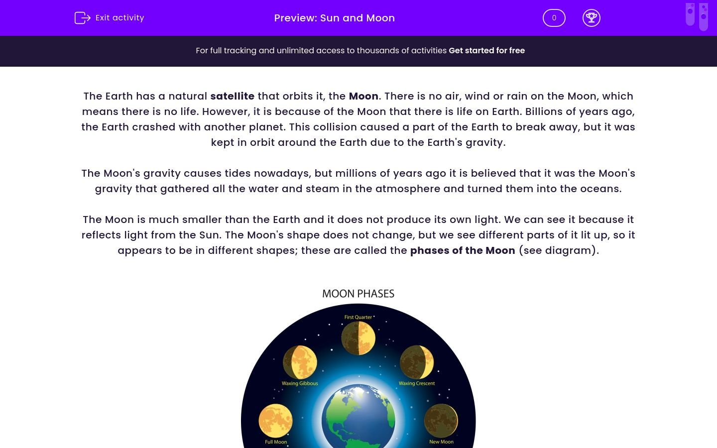 Describe the Properties of the Sun and Moon Worksheet - EdPlace