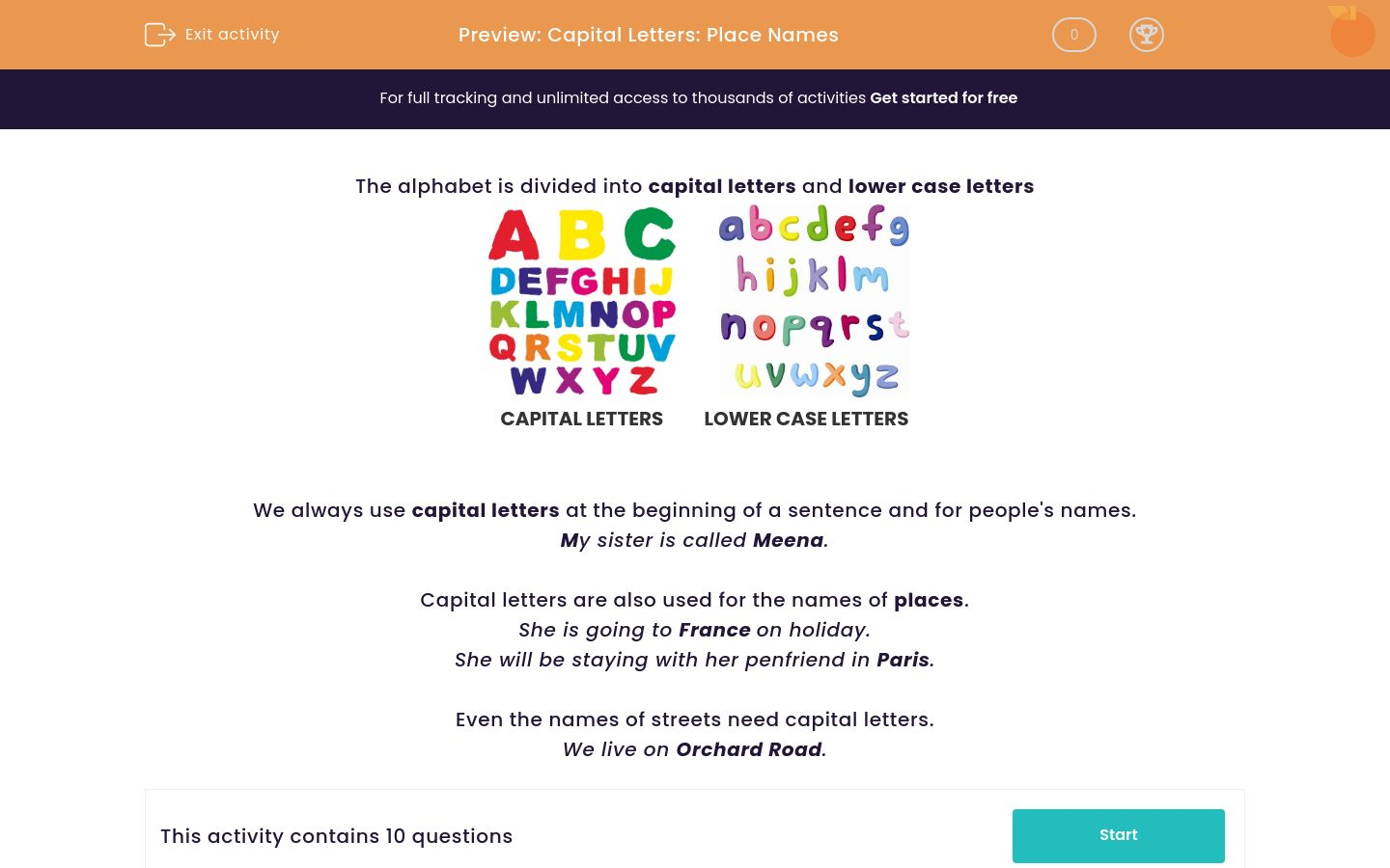 Use Capital Letters for Place Names Worksheet - EdPlace