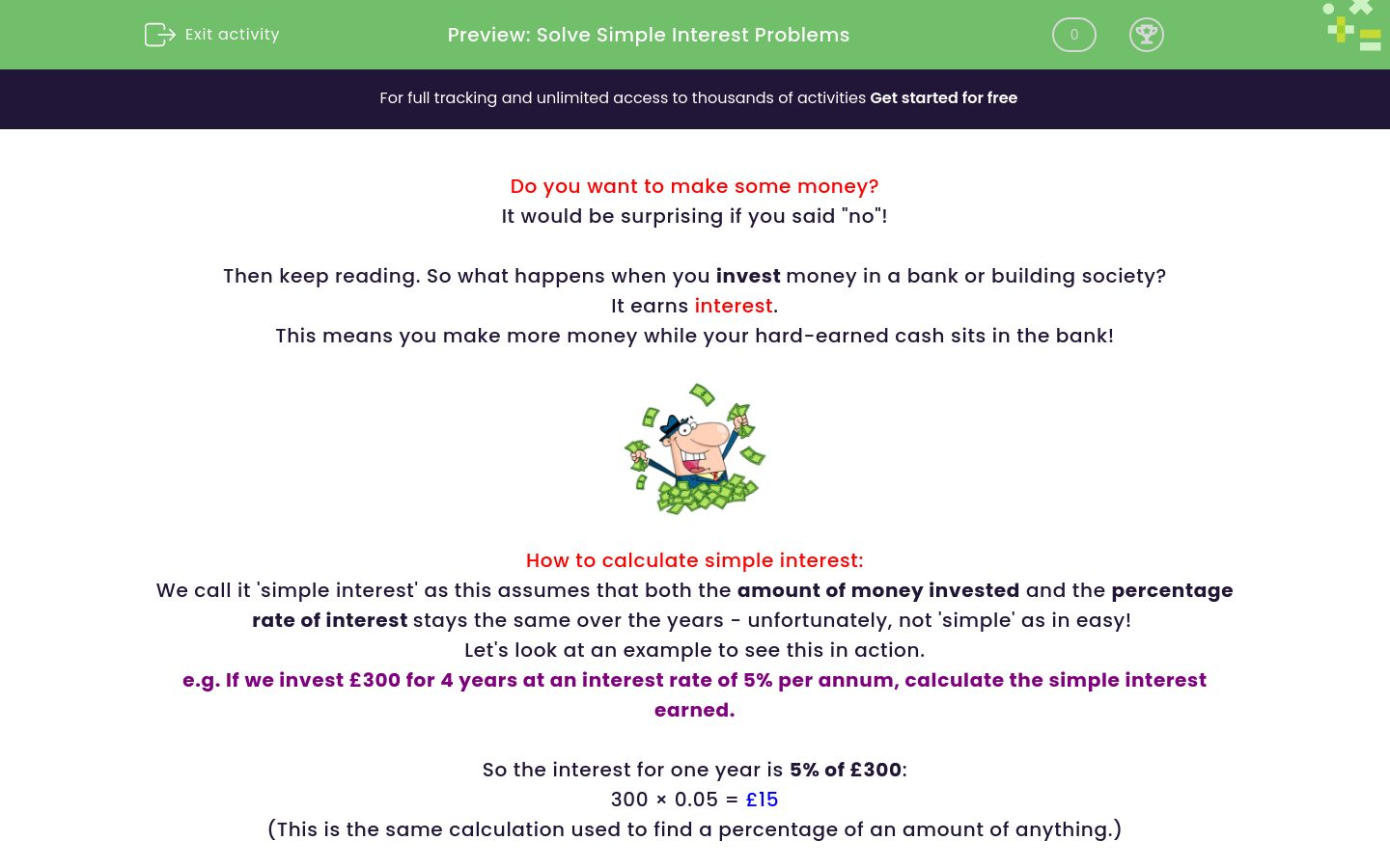 Solve Simple Interest Problems Worksheet - EdPlace