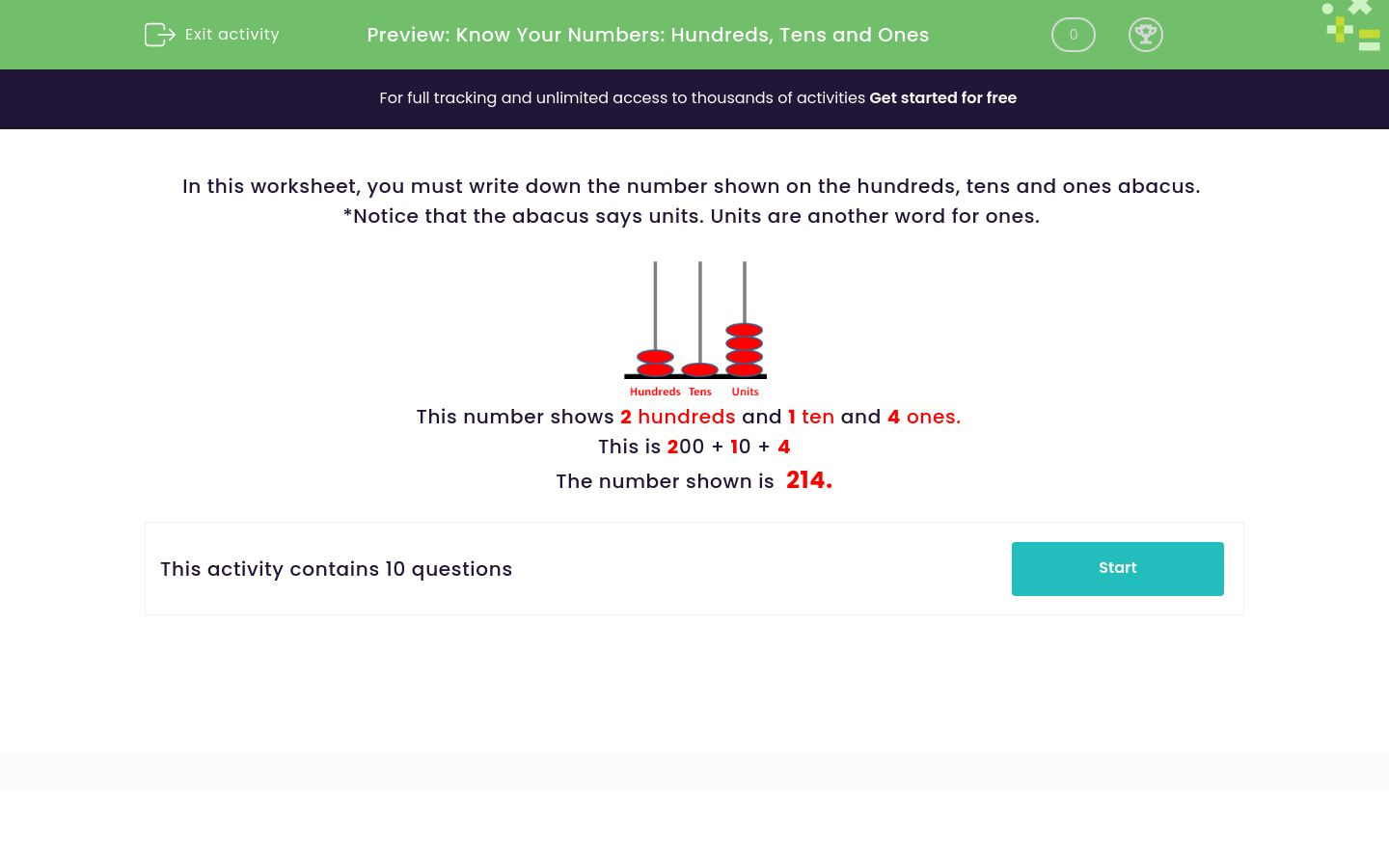 Understand Hundreds, Tens and Ones Worksheet - EdPlace