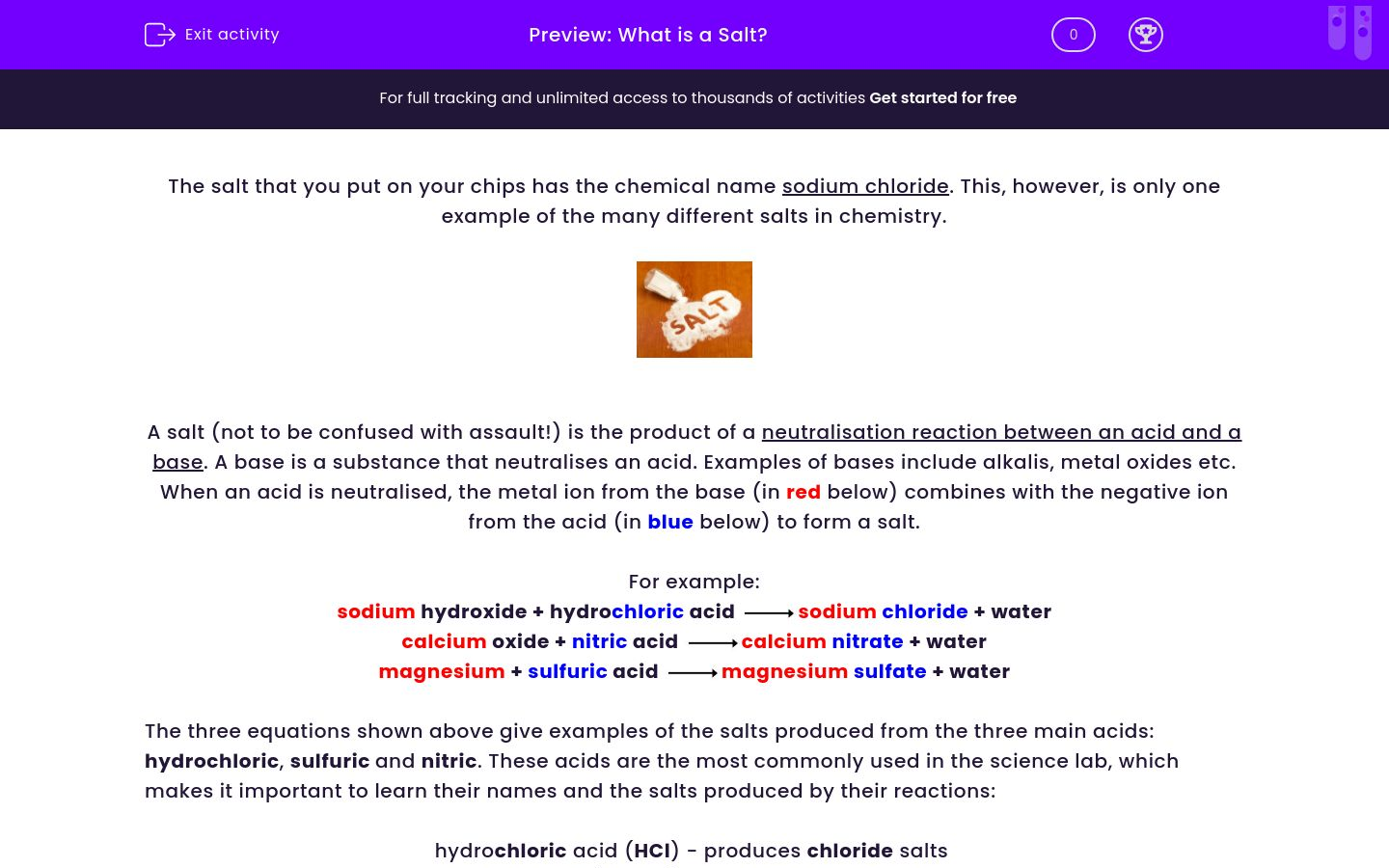 Explain what happens in the Production of Salts in Neutralisation ...