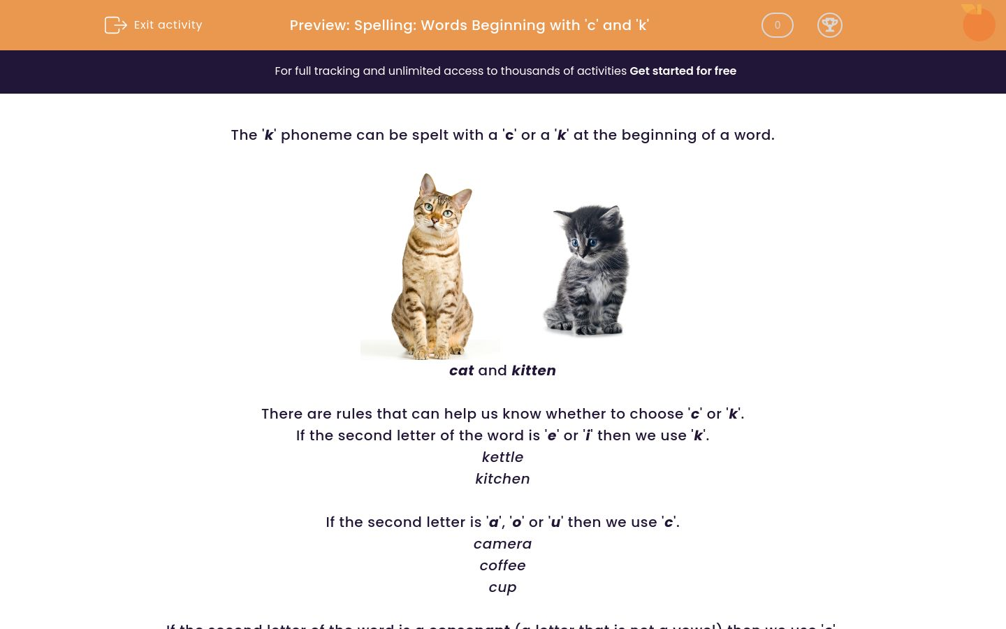 Learn to Spell Words Beginning with 'c' and 'k' Worksheet - EdPlace