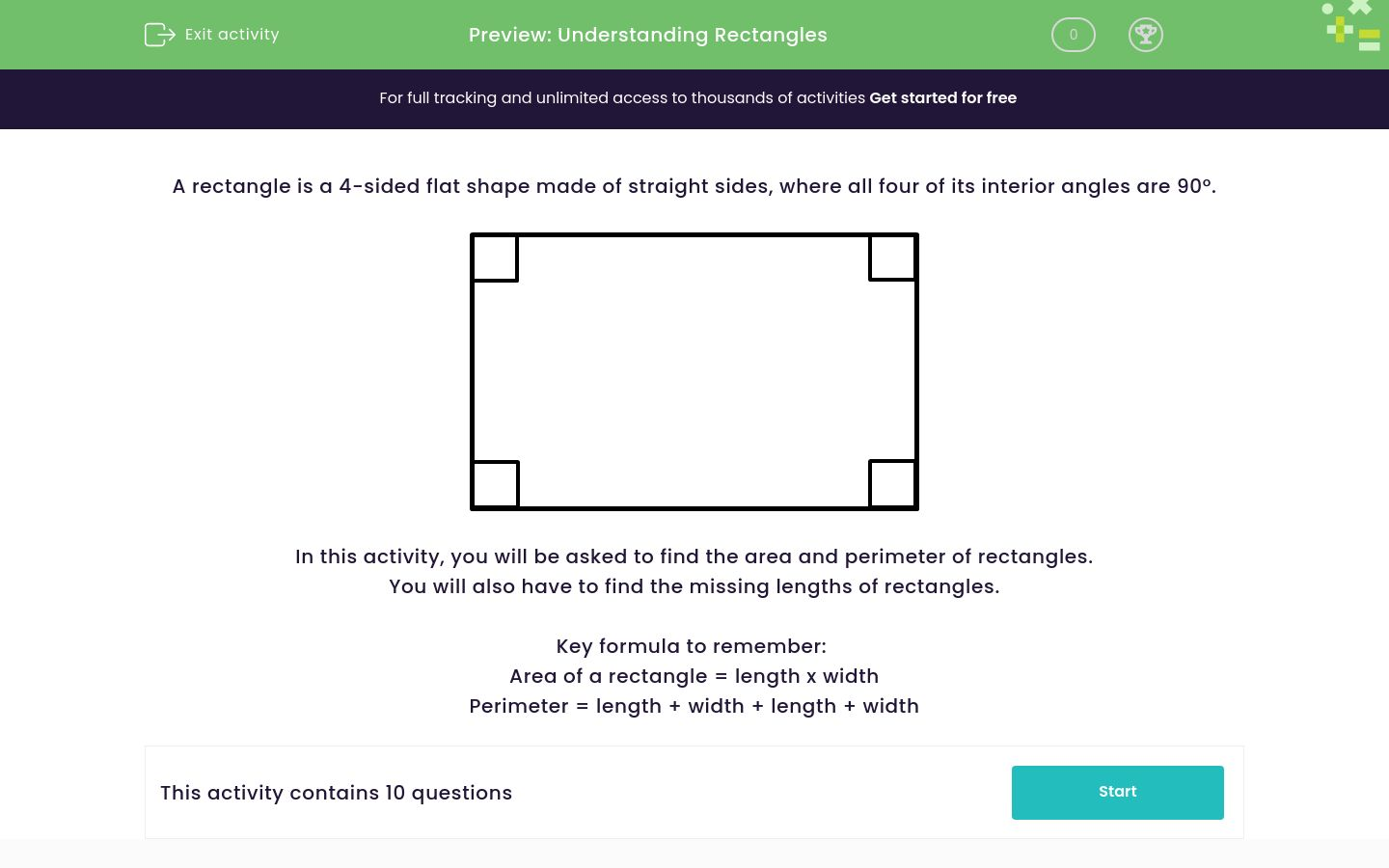 Understand Rectangles Worksheet - EdPlace