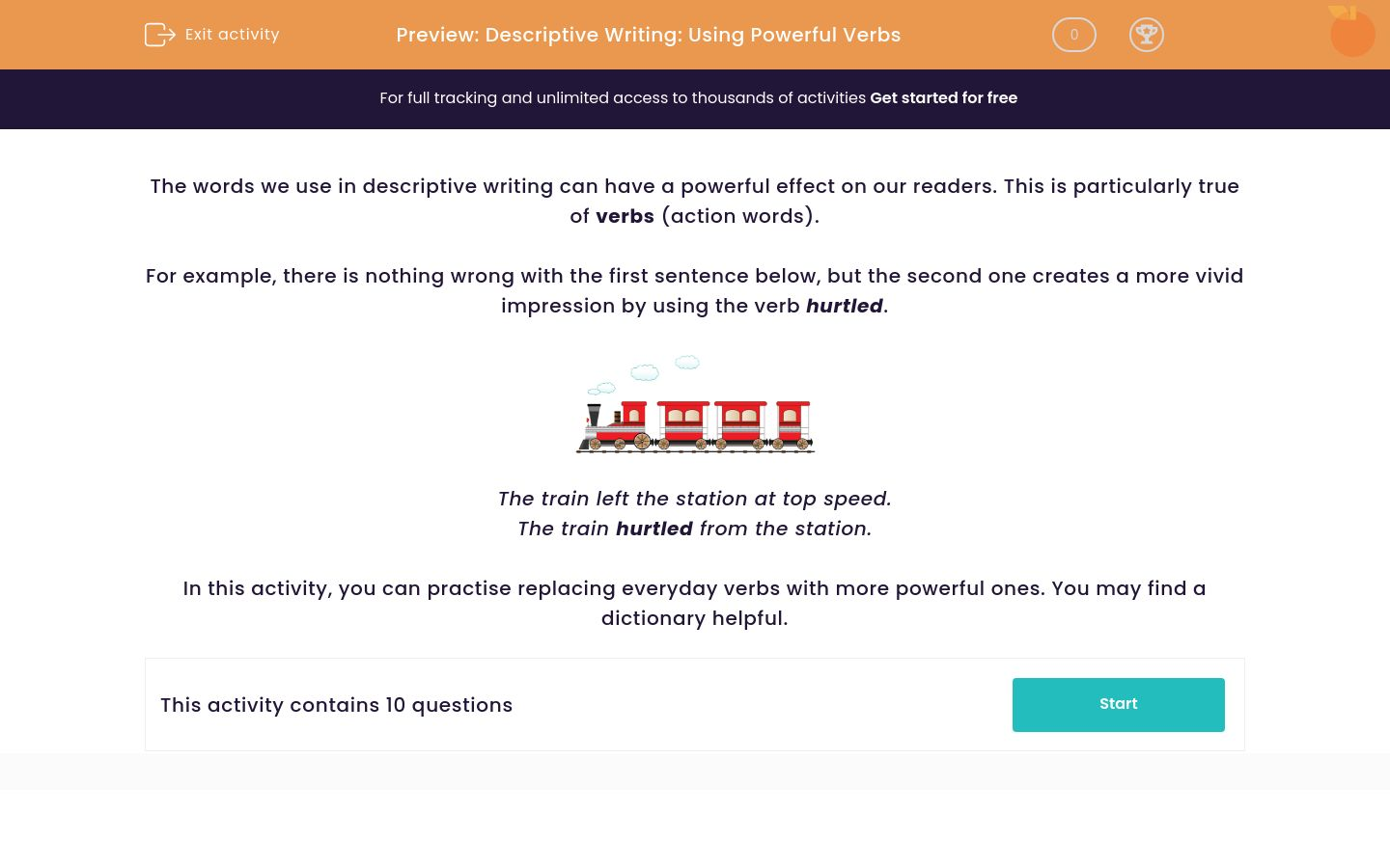 Practise Using Powerful Verbs Worksheet - EdPlace