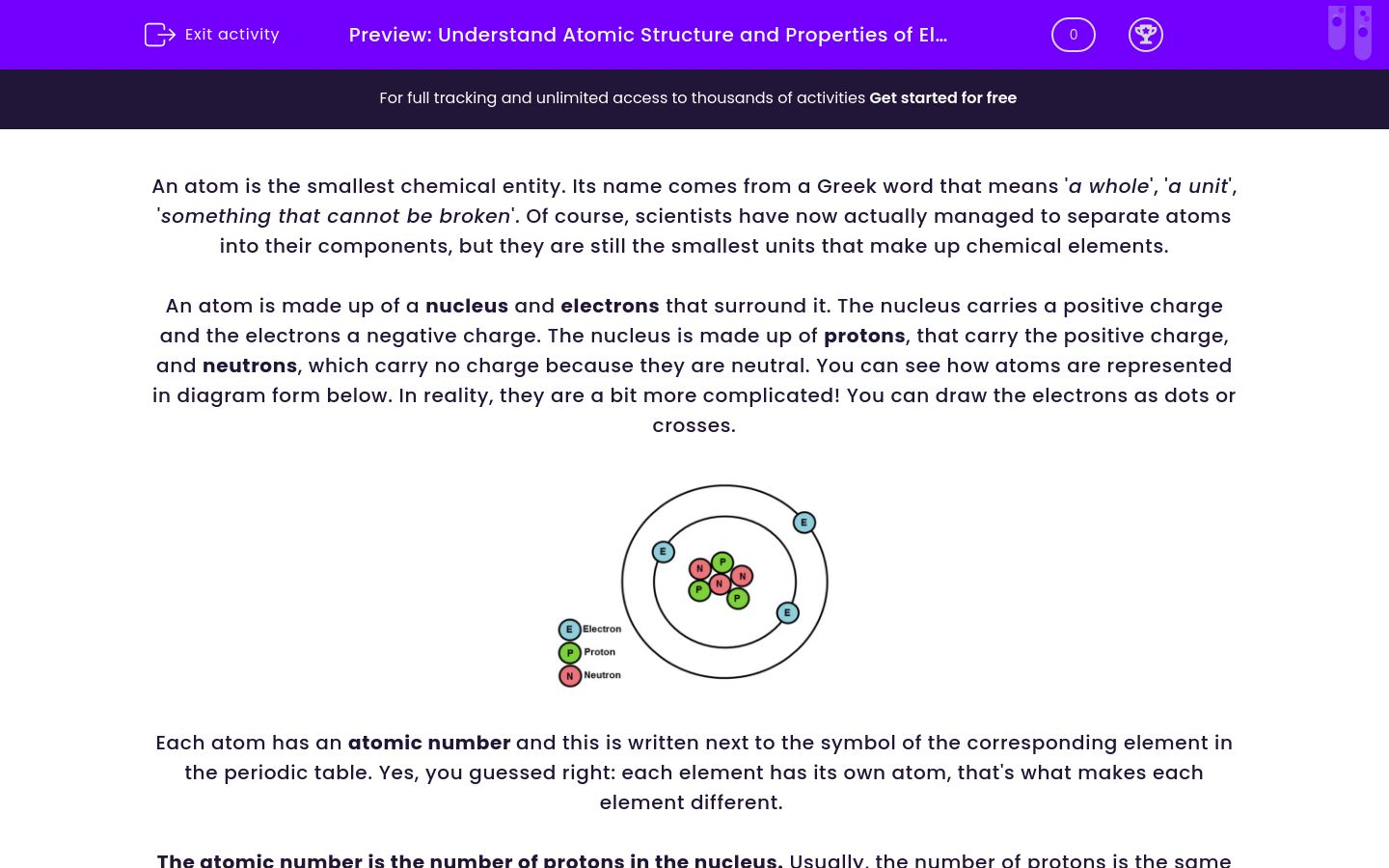Understand Atomic Structure and Properties of Elements Worksheet - EdPlace