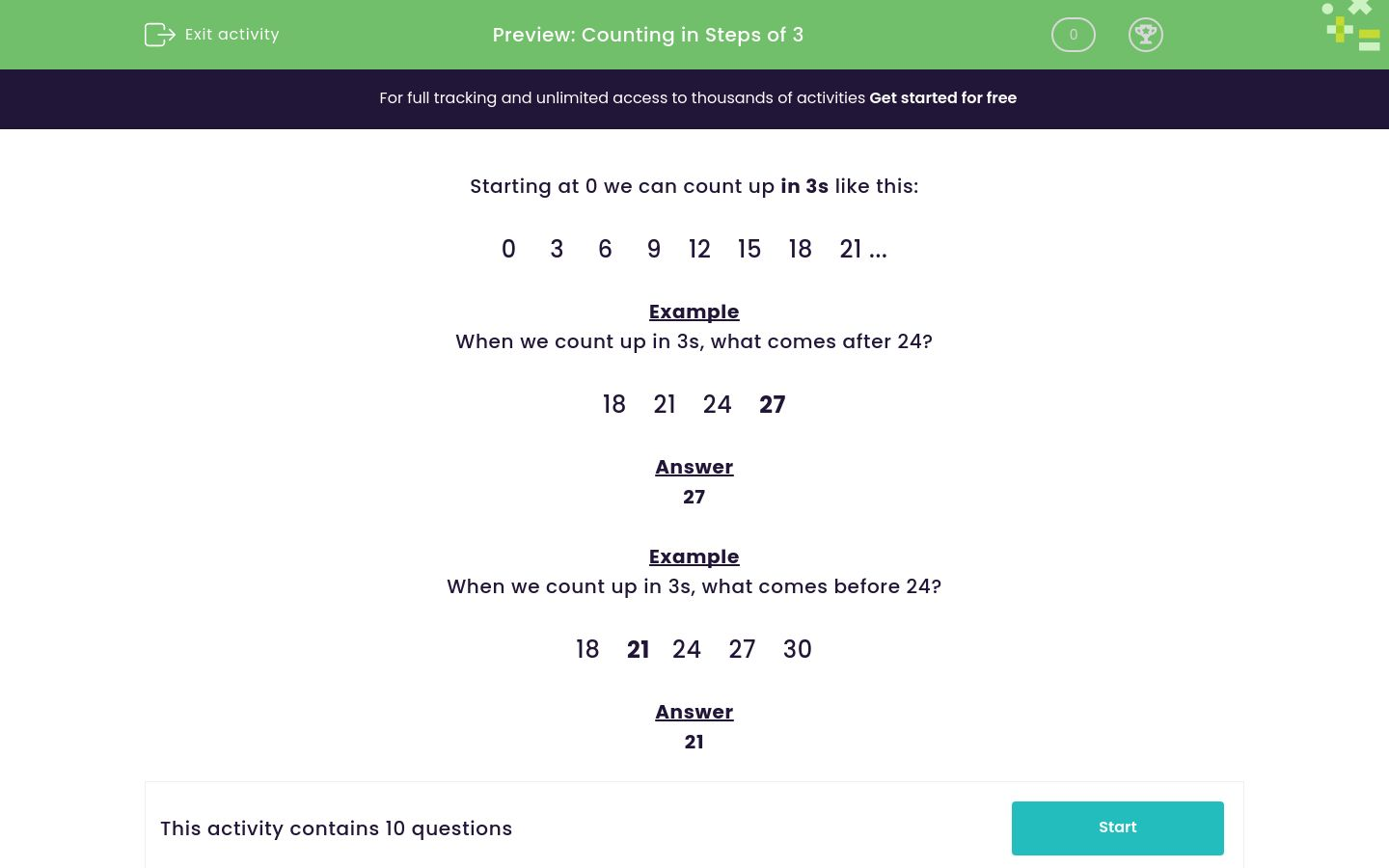 Count in Steps of 3 Worksheet - EdPlace