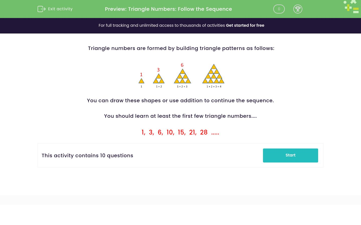 Triangle Numbers: Follow the Sequence Worksheet - EdPlace