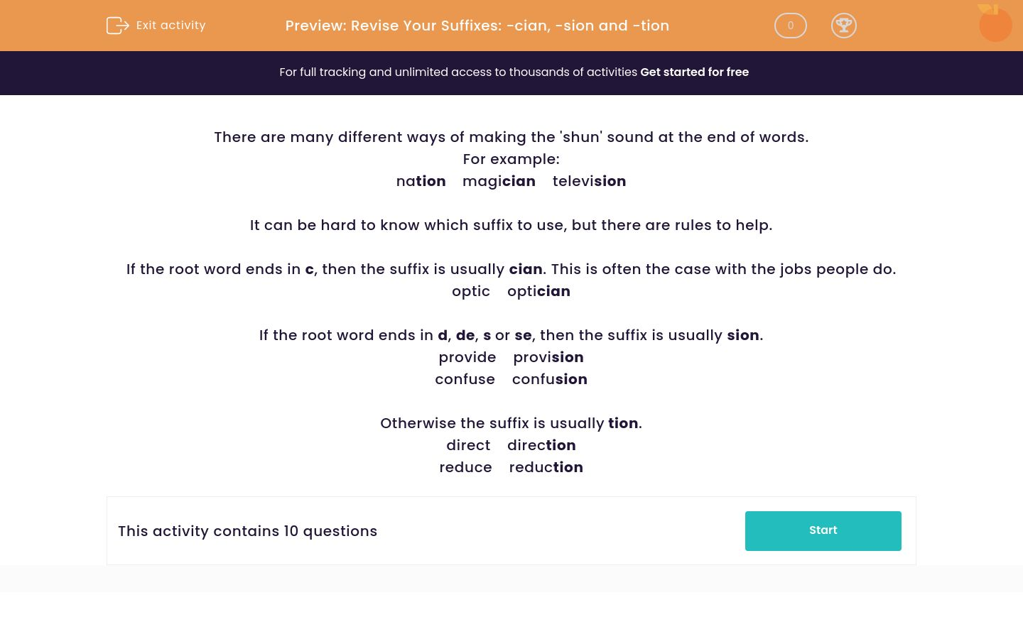 Know Your Suffixes: -cian, -sion and -tion Worksheet - EdPlace
