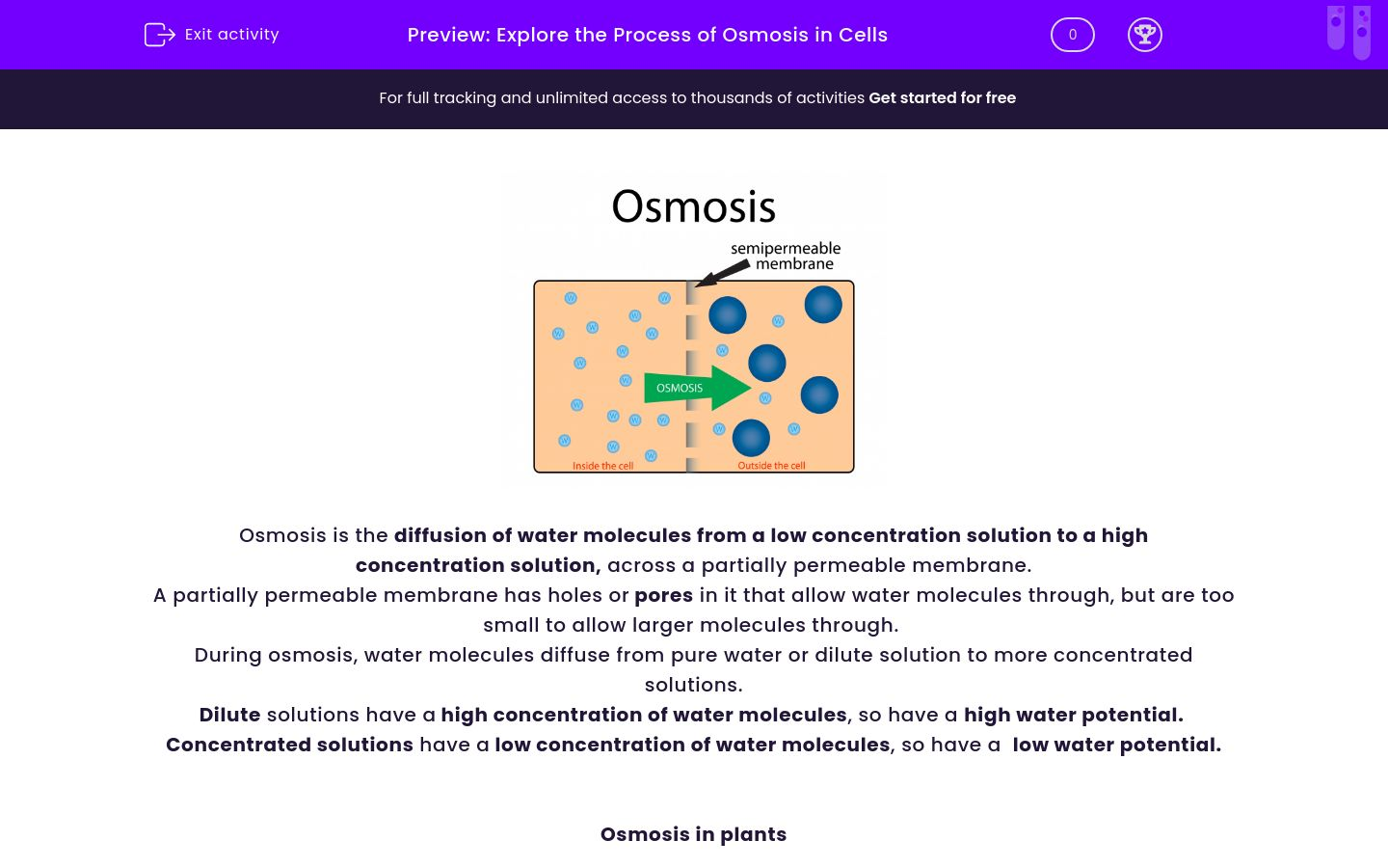 Explore the Process of Osmosis in Cells Worksheet - EdPlace
