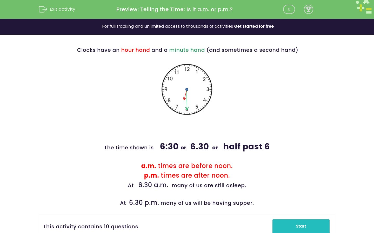 Tell the Precise Time Using a.m. and p.m. Worksheet - EdPlace