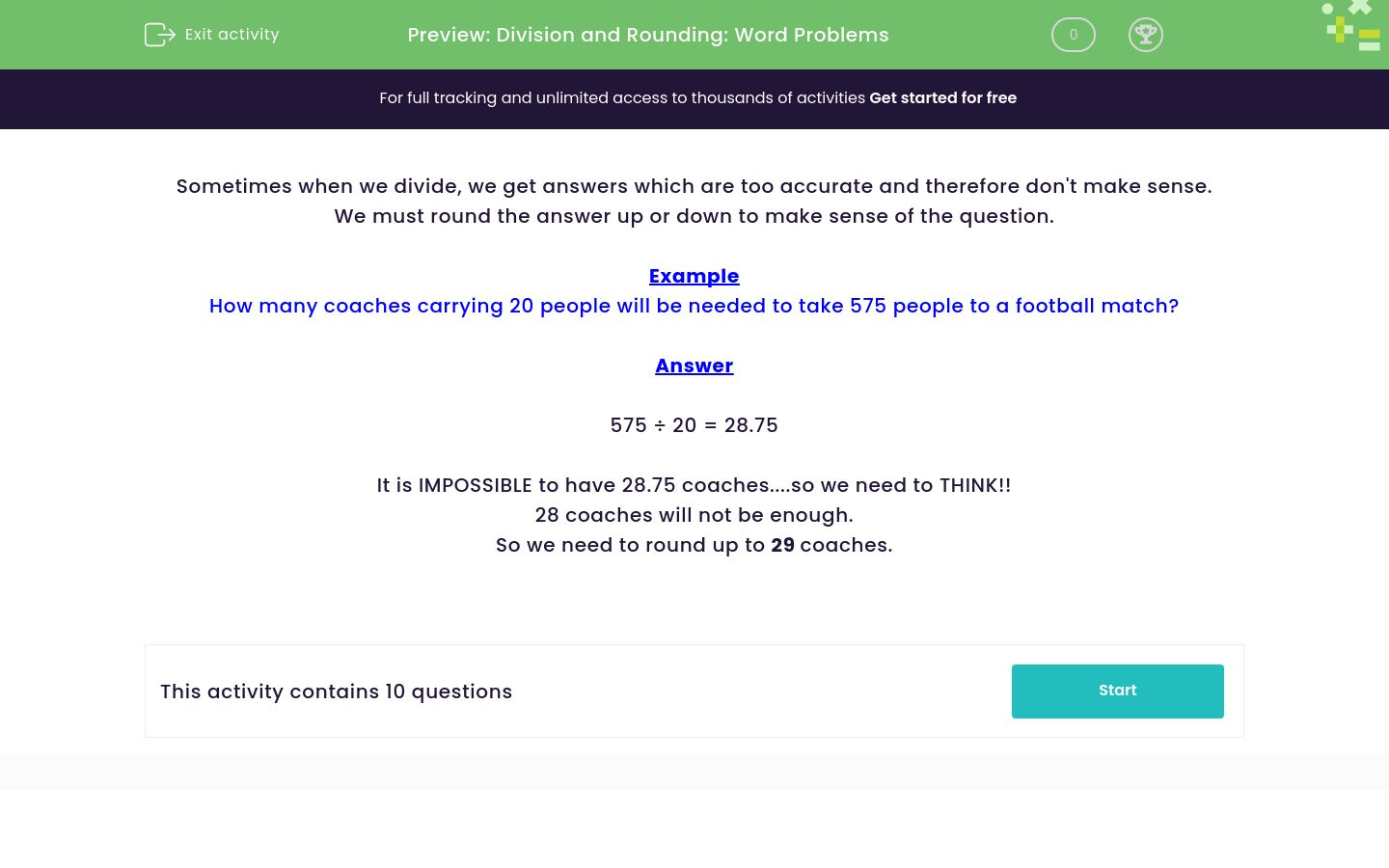 Use Division and Rounding to Solve Real Life Problems Worksheet - EdPlace