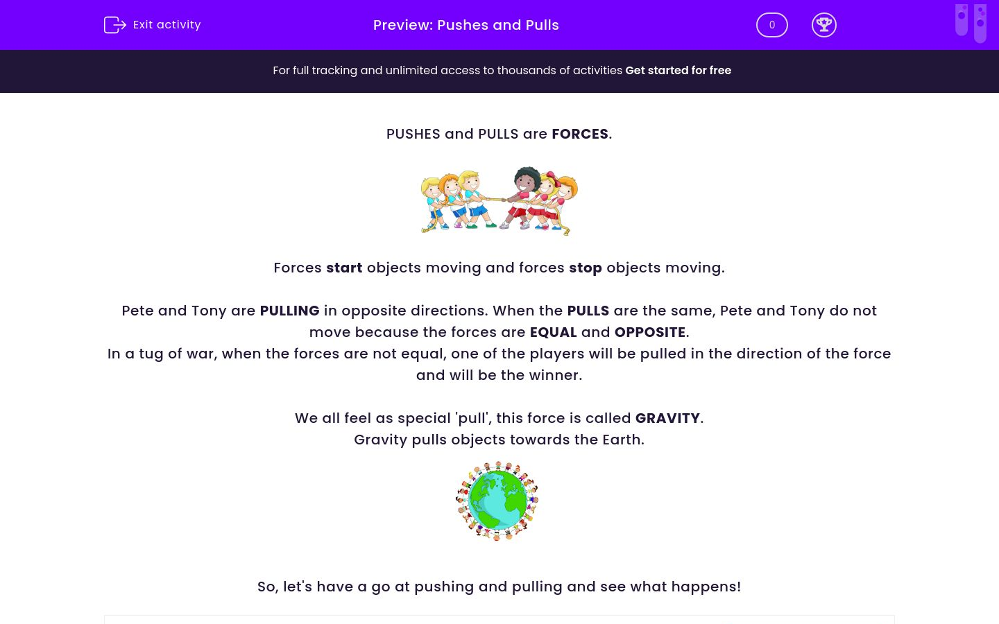 Understand Pushing and Pulling Forces Worksheet - EdPlace