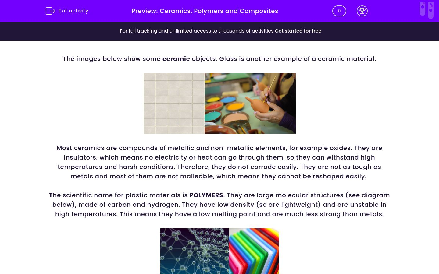 Describe the Properties of Ceramics, Polymers and Composites Worksheet ...