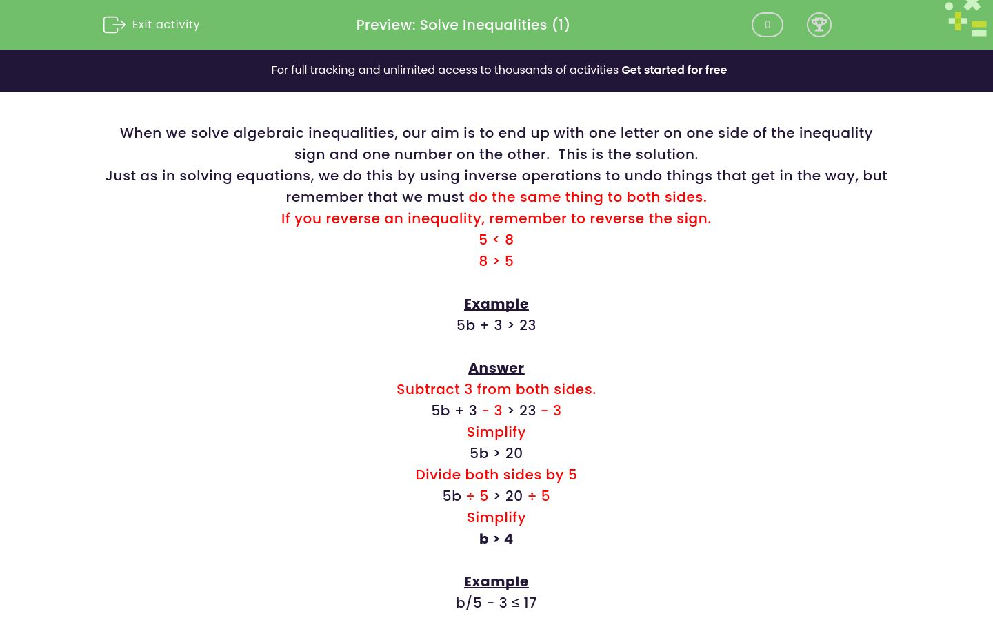 Solve Inequalities Worksheet - EdPlace