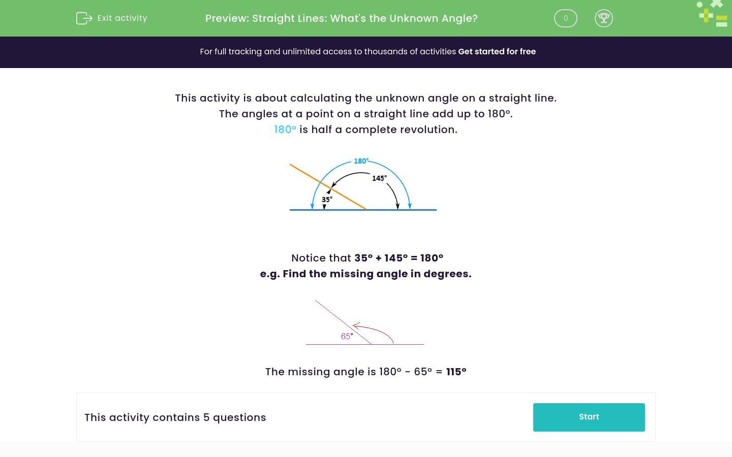 Calculate Missing Angles on a Straight Line Worksheet - EdPlace