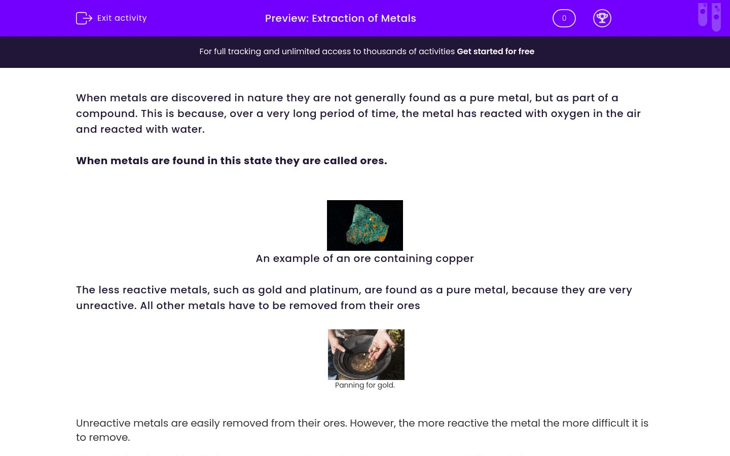 Investigate the Extraction of Metals Worksheet - EdPlace