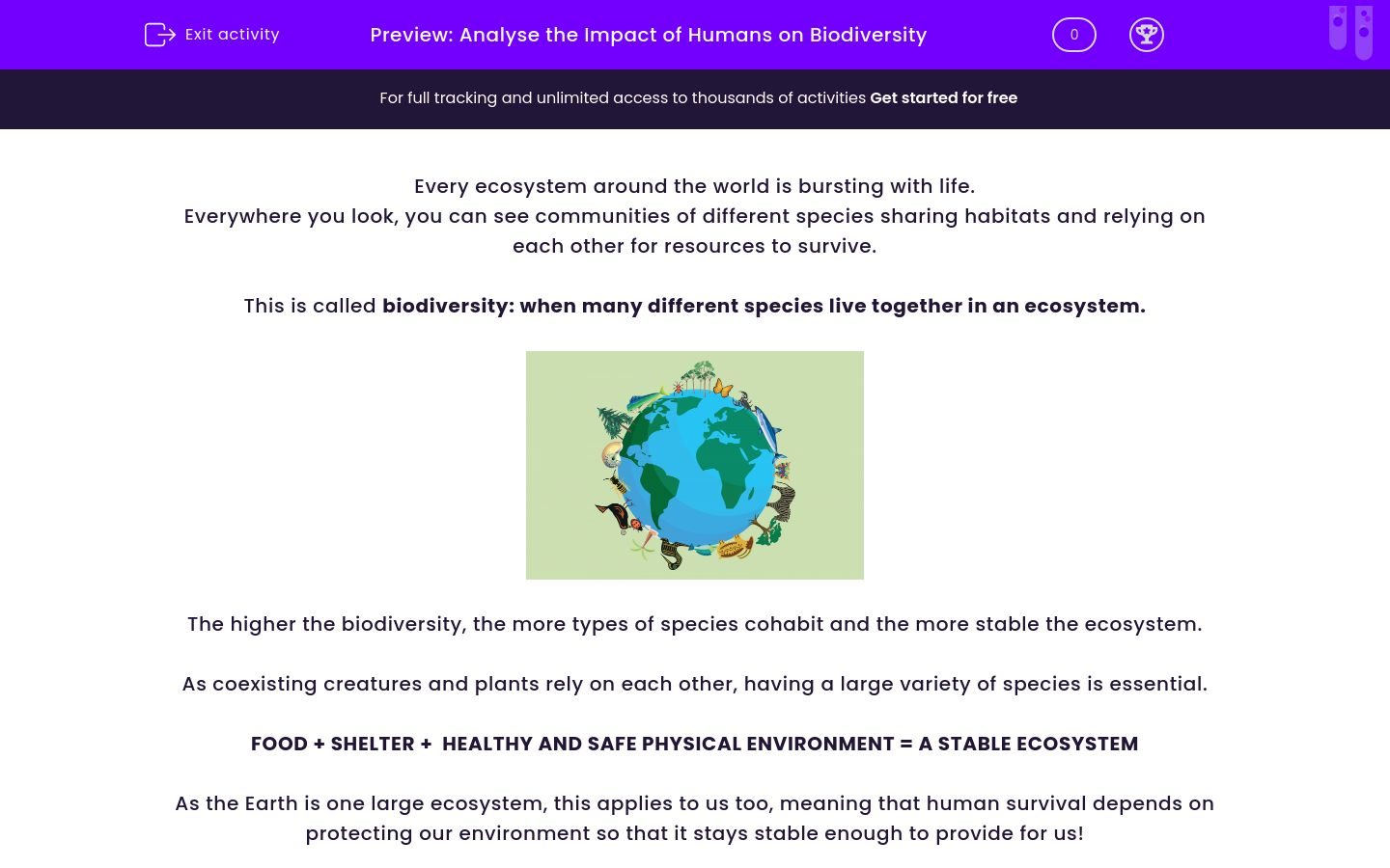 Analyse the Impact of Humans on Biodiversity Worksheet - EdPlace