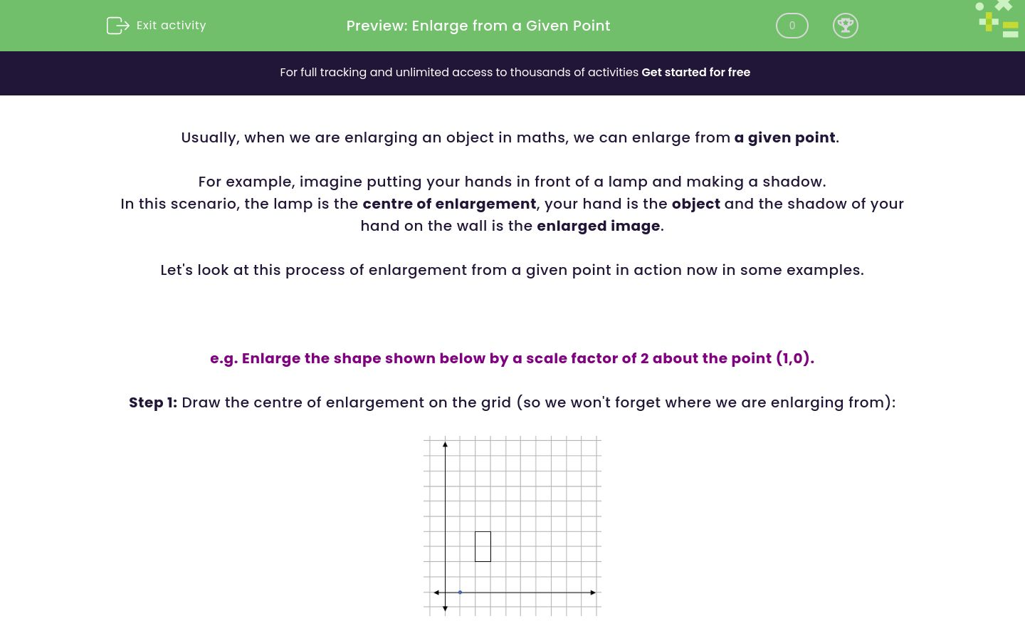 Enlarge from a Given Point Worksheet - EdPlace
