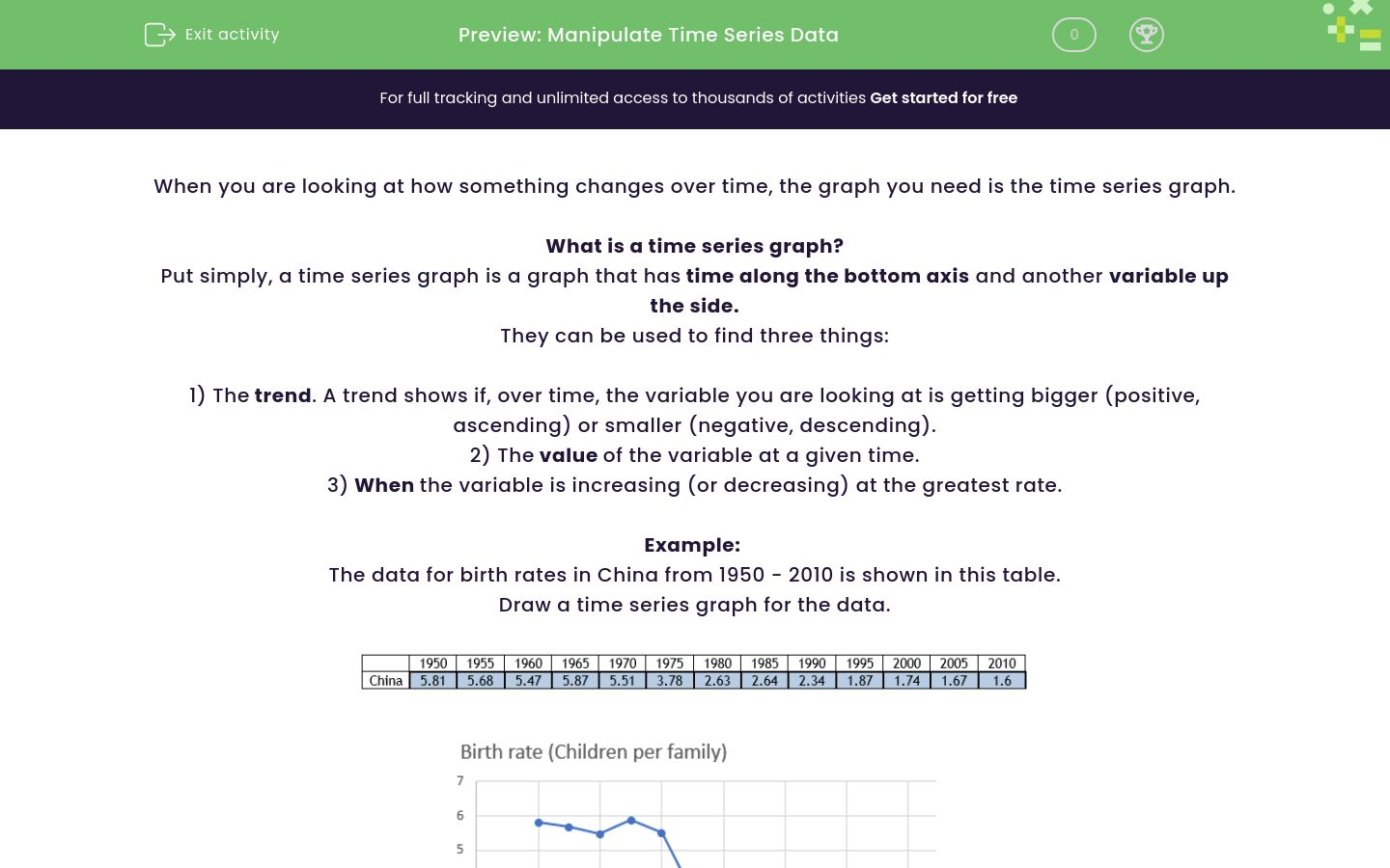 Manipulate Time Series Data Worksheet - EdPlace