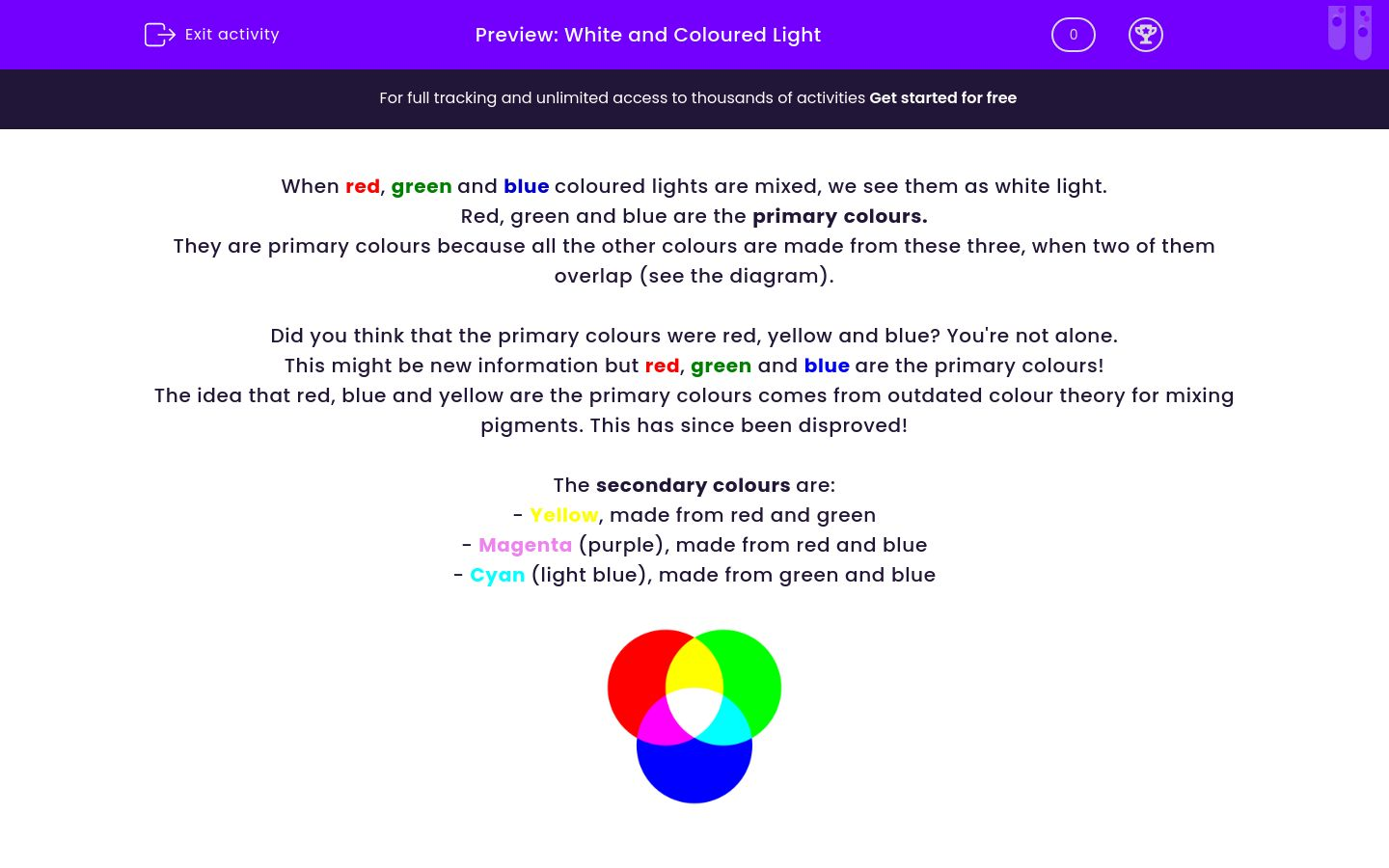 Describe the Effects of Mixing Primary and Secondary Colours of White ...