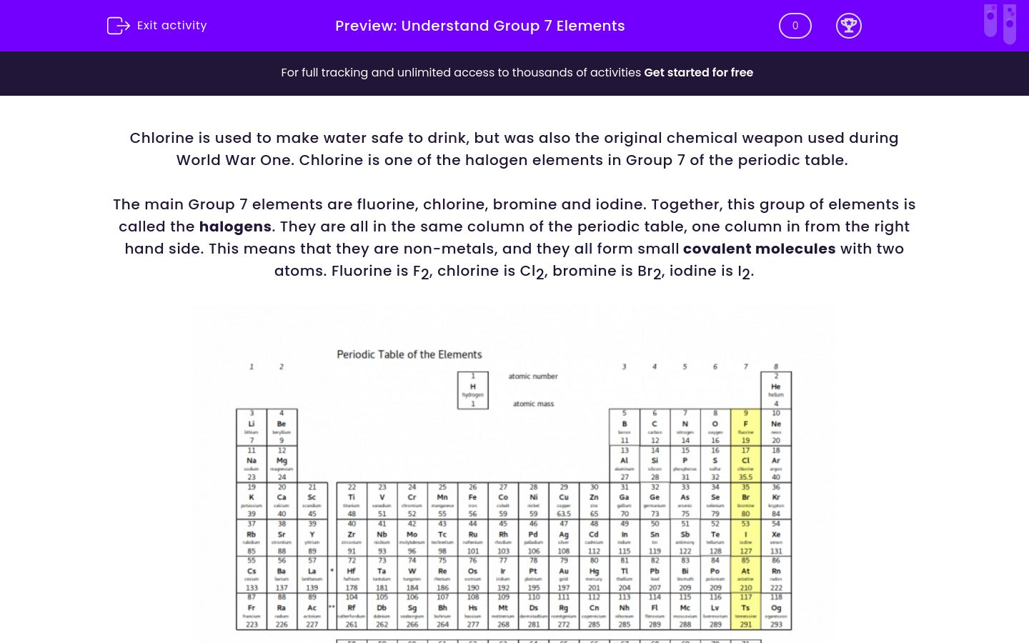 Understand Group 7 Elements Worksheet - EdPlace