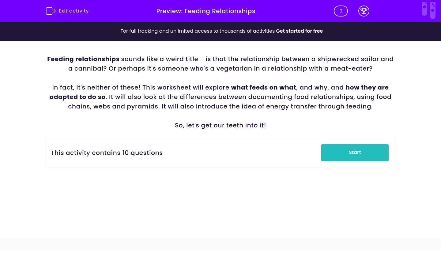 Describe Feeding Relationships Worksheet - EdPlace