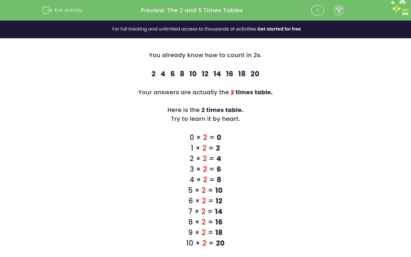 Use the 2 and 5 Times Tables Worksheet - EdPlace