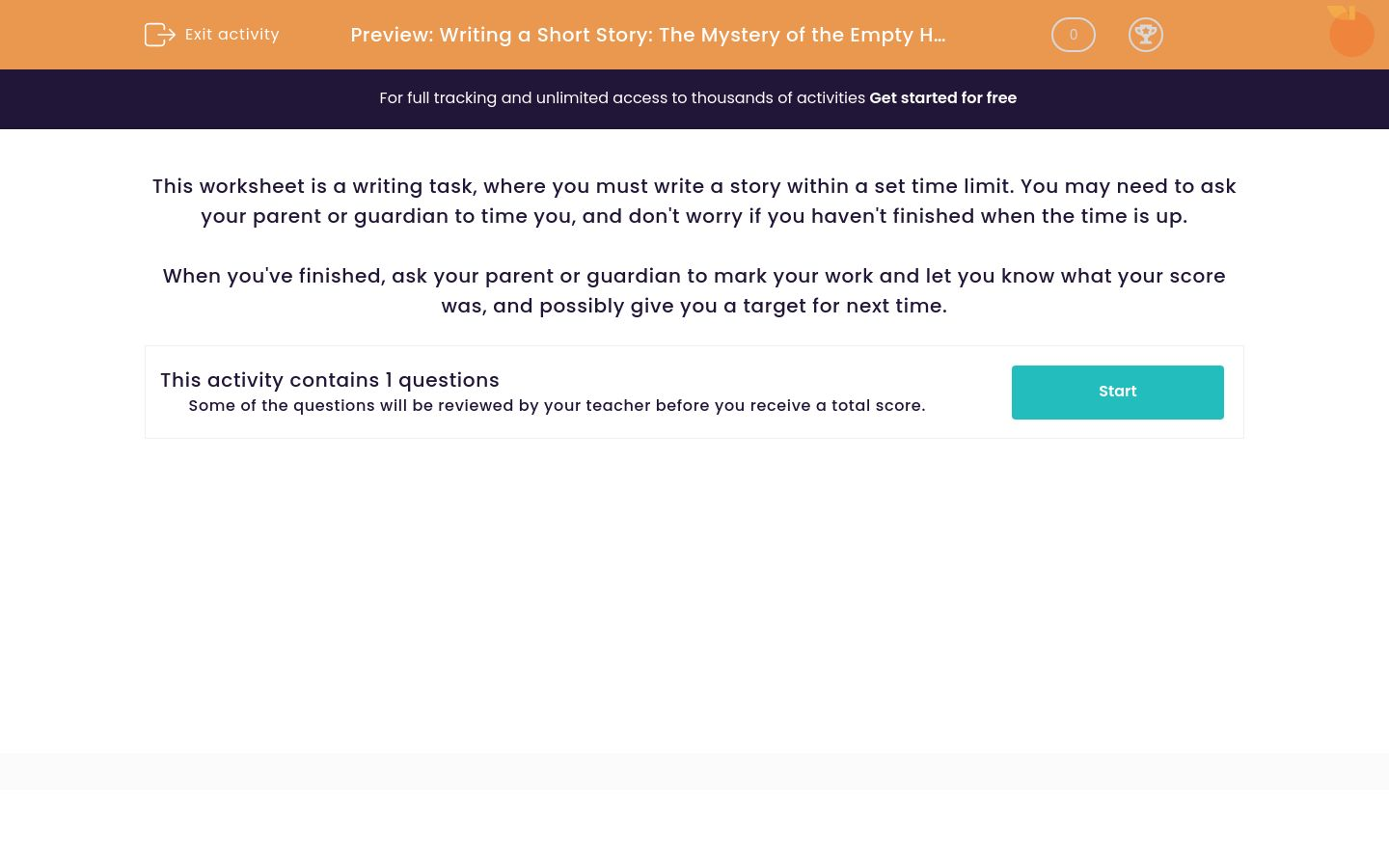 Write a Short Story: The Mystery of the Empty House Worksheet - EdPlace