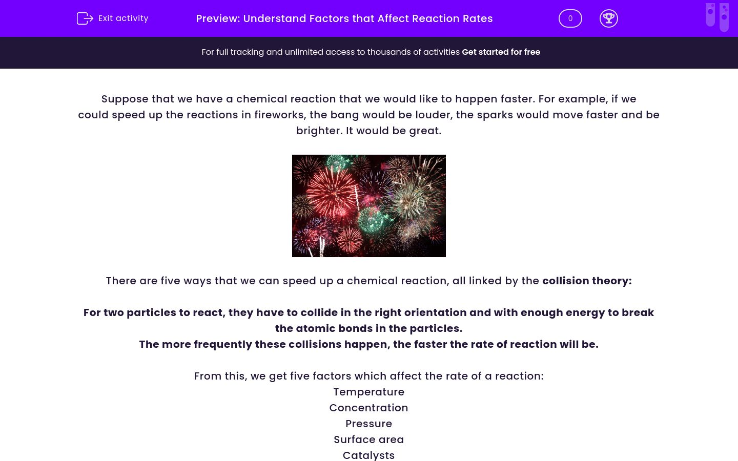Understand Factors that Affect Reaction Rates Worksheet - EdPlace