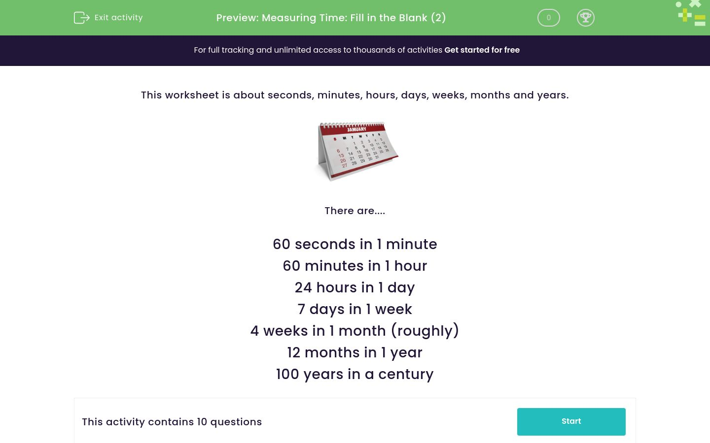 Know Some Time Facts Worksheet - EdPlace