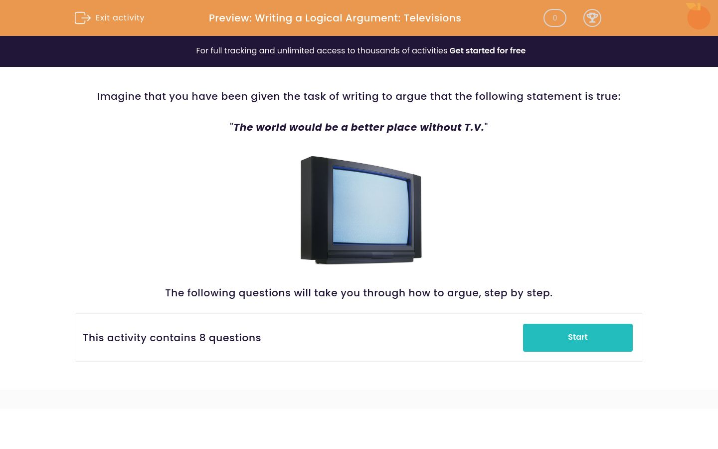 Write a Logical Argument About the Watching of Television Worksheet ...