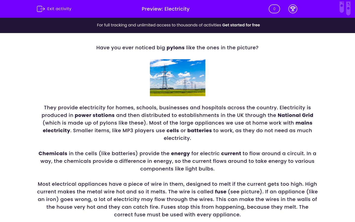 Understand Electric Current and the National Grid Worksheet - EdPlace