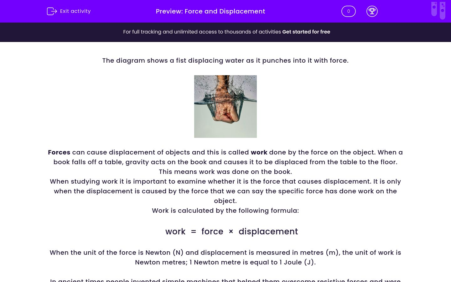 Define and Calculate Work Done Worksheet - EdPlace