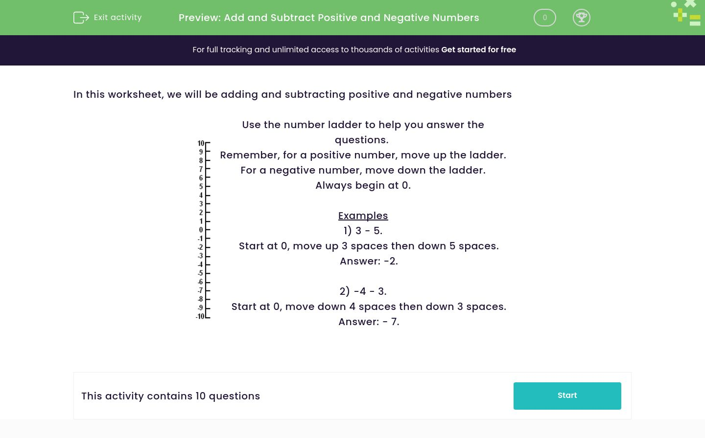 Add and Subtract Positive and Negative Numbers Worksheet - EdPlace