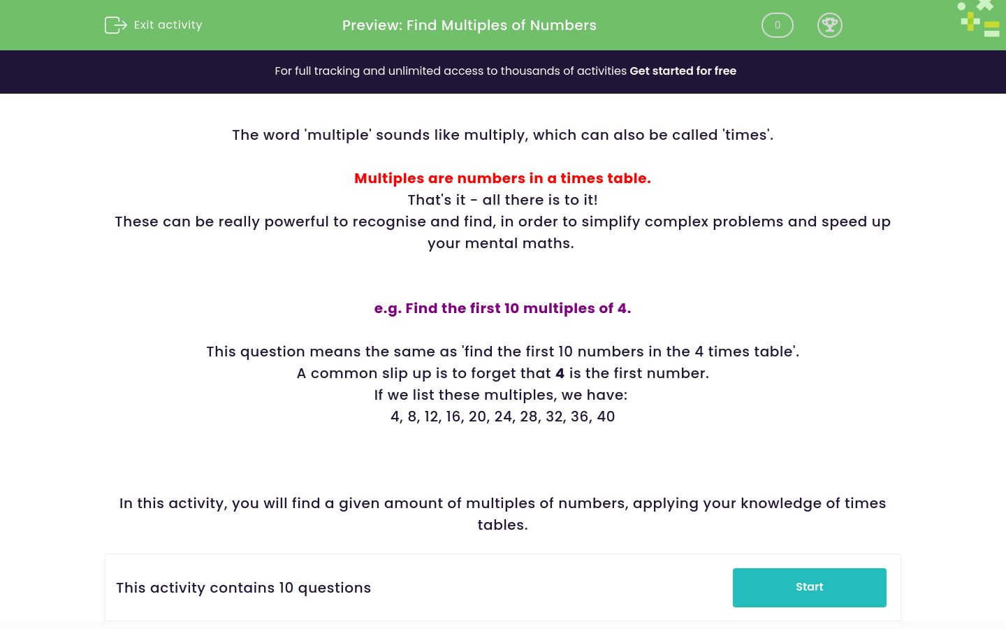 Find Multiples of Numbers Worksheet - EdPlace