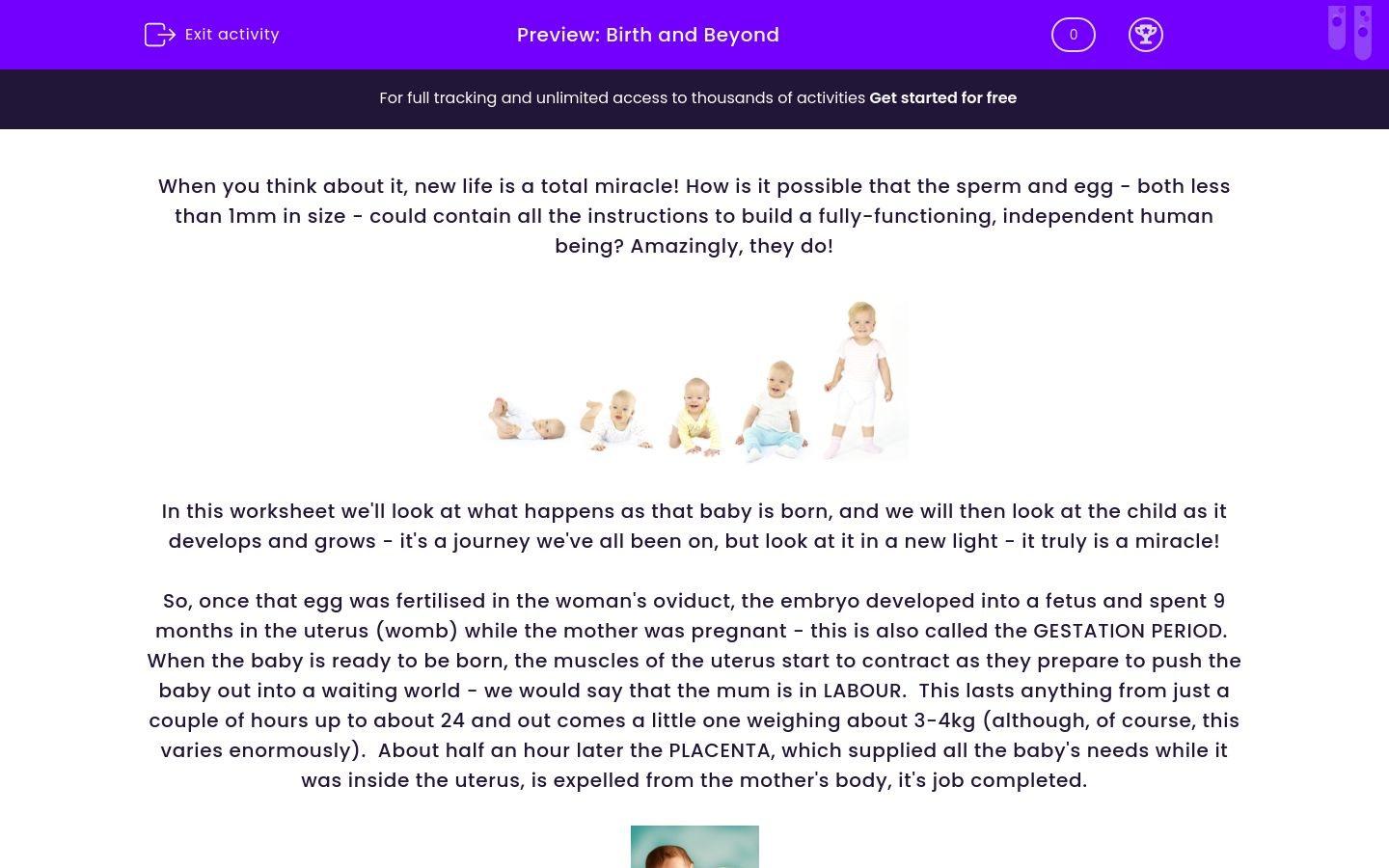 Recap on the Stages of Pregnancy, Birth and Puberty Worksheet - EdPlace