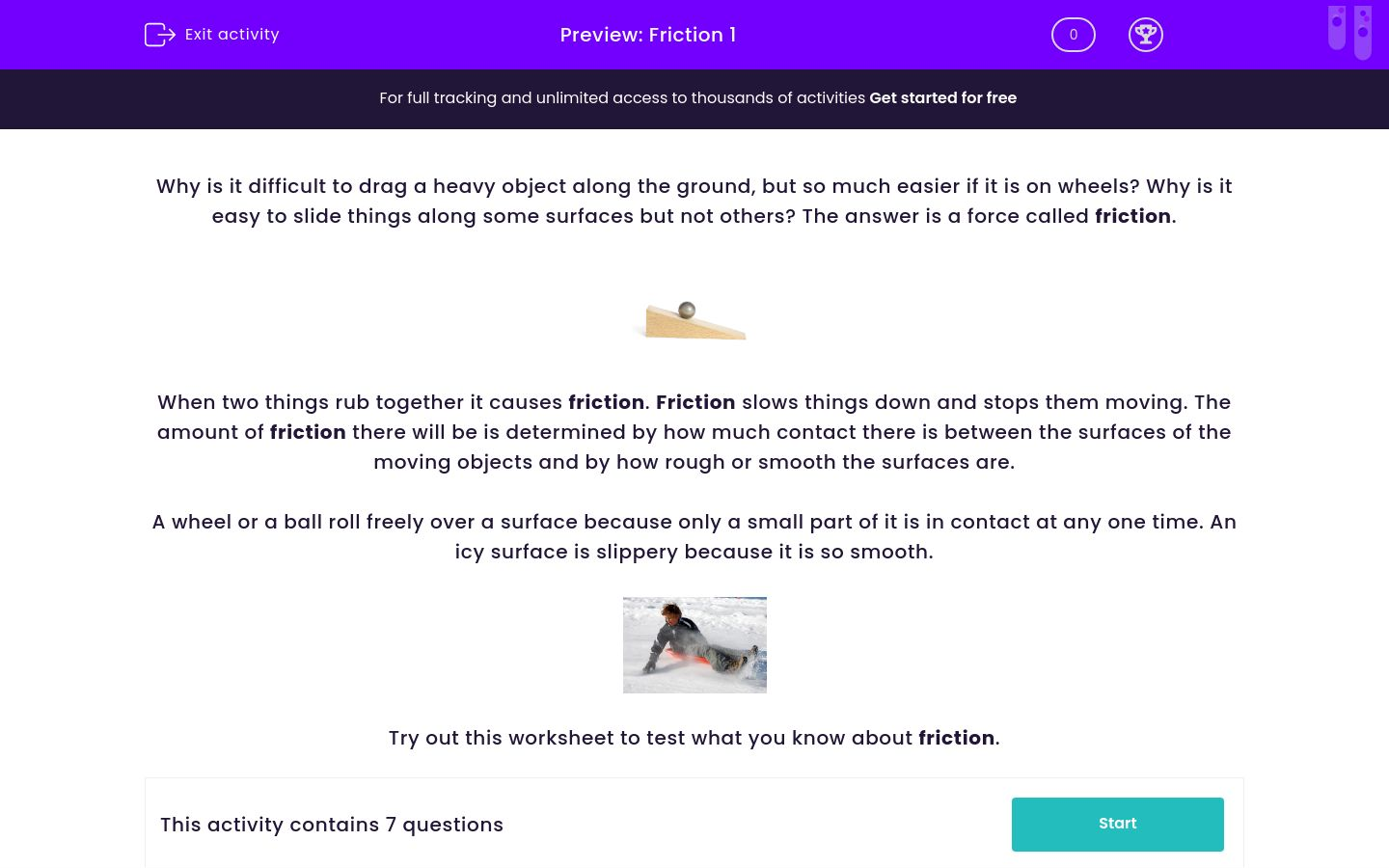 Find Out About Friction Worksheet - EdPlace