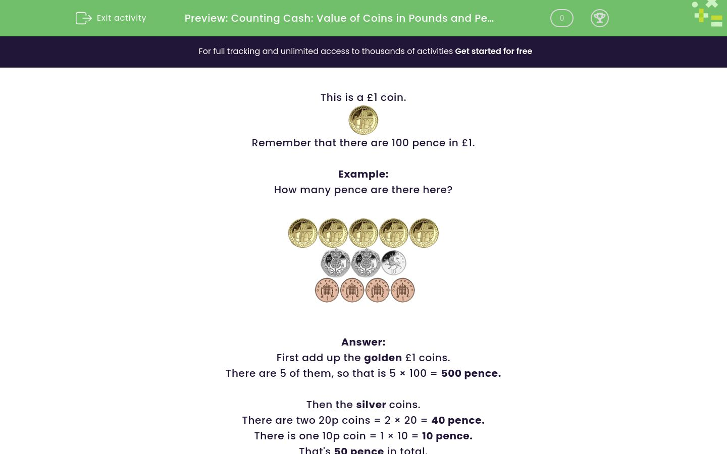 Count the Value of Coins in Pounds and Pence Worksheet - EdPlace
