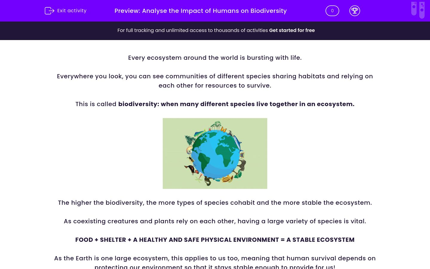 Analyse the Impact of Humans on Biodiversity Worksheet - EdPlace