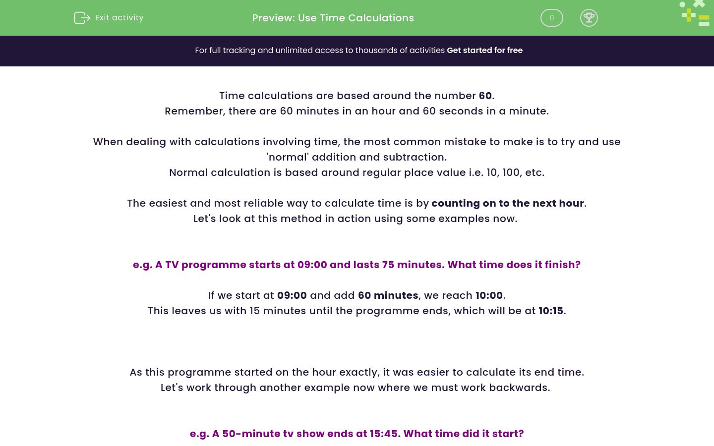 Use Time Calculations Worksheet - EdPlace