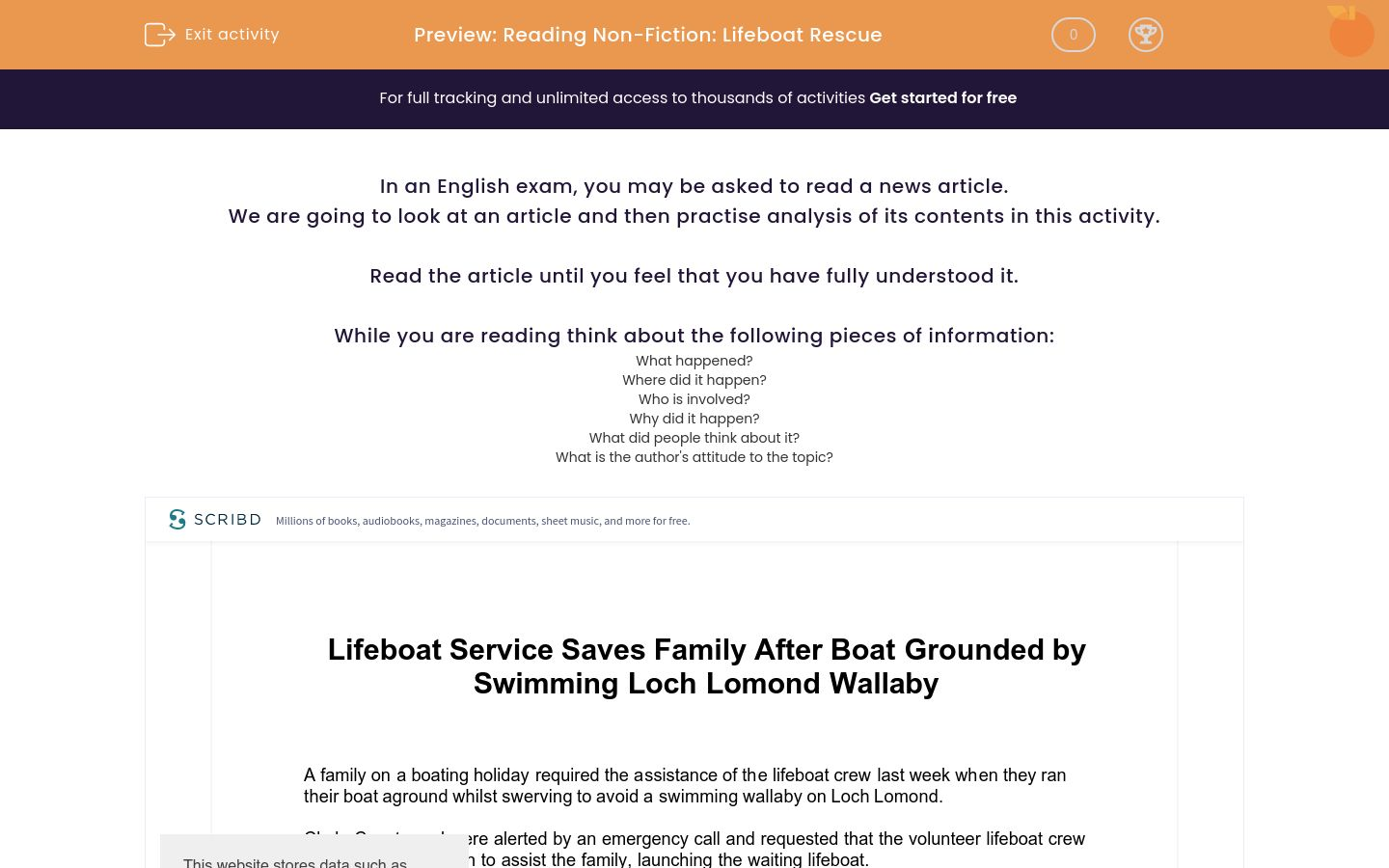 Reading Non-Fiction: Lifeboat Rescue Worksheet - EdPlace