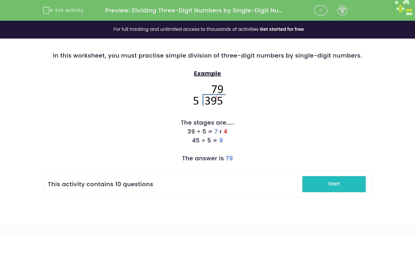 Divide Three-Digit Numbers by Single-Digit Numbers Worksheet - EdPlace