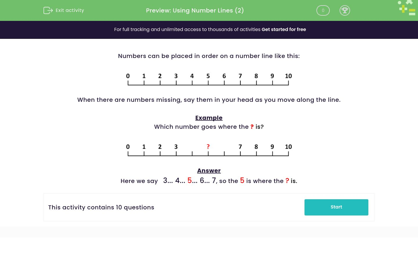 Identify the Missing Number on a Number Line Worksheet - EdPlace