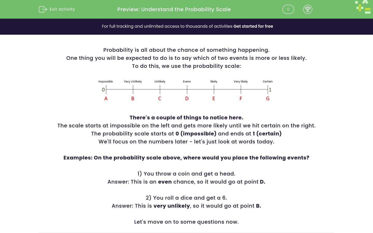 Understand the Probability Scale Worksheet - EdPlace