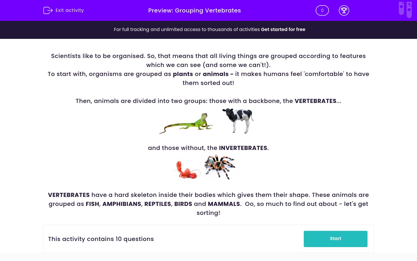 Sort Vertebrates into Groups Worksheet - EdPlace