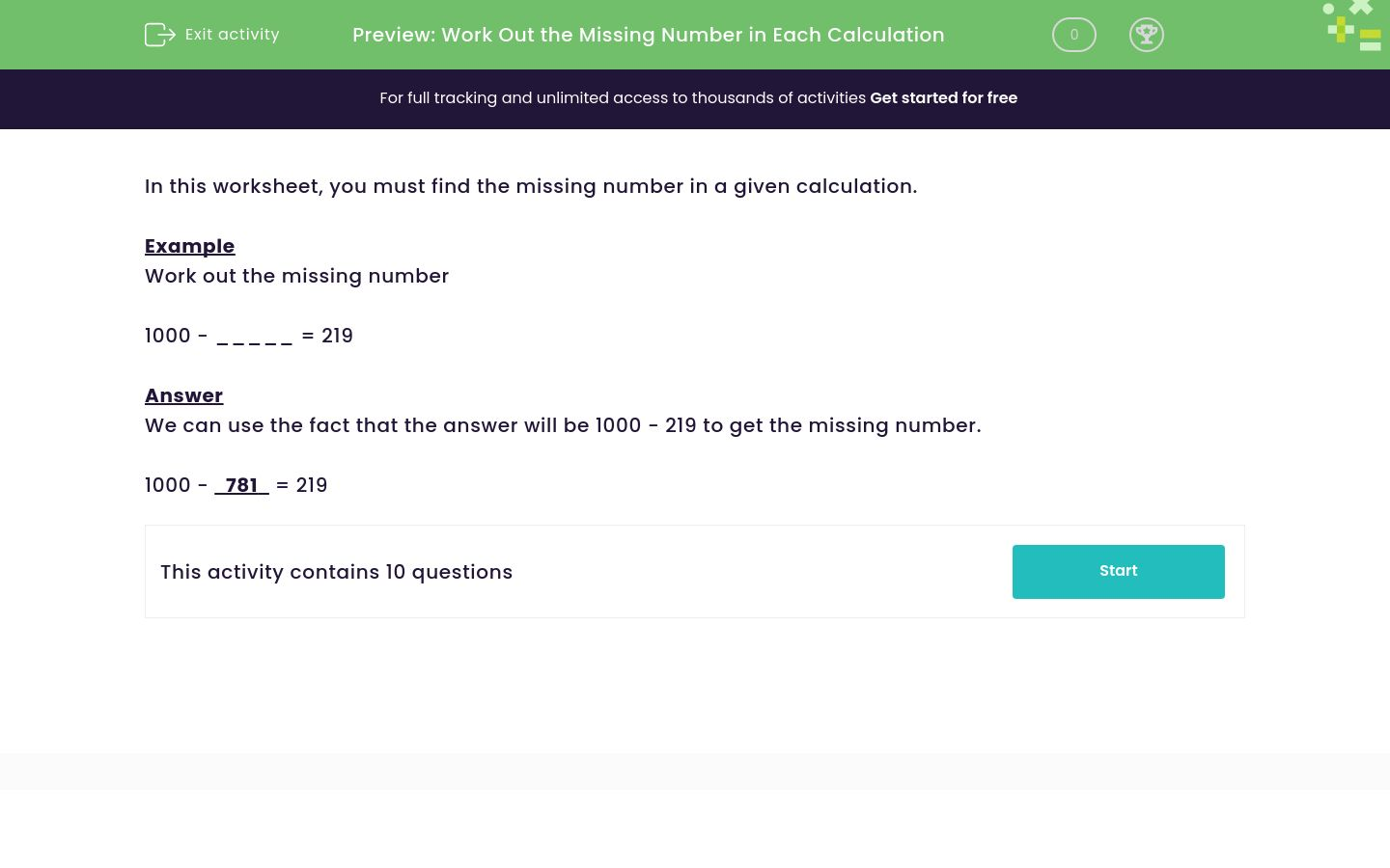 Work Out the Missing Number in Calculations Worksheet - EdPlace