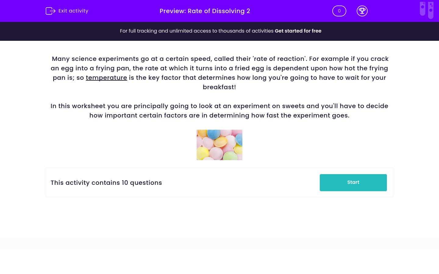 Investigate the Rate of Dissolving Worksheet - EdPlace